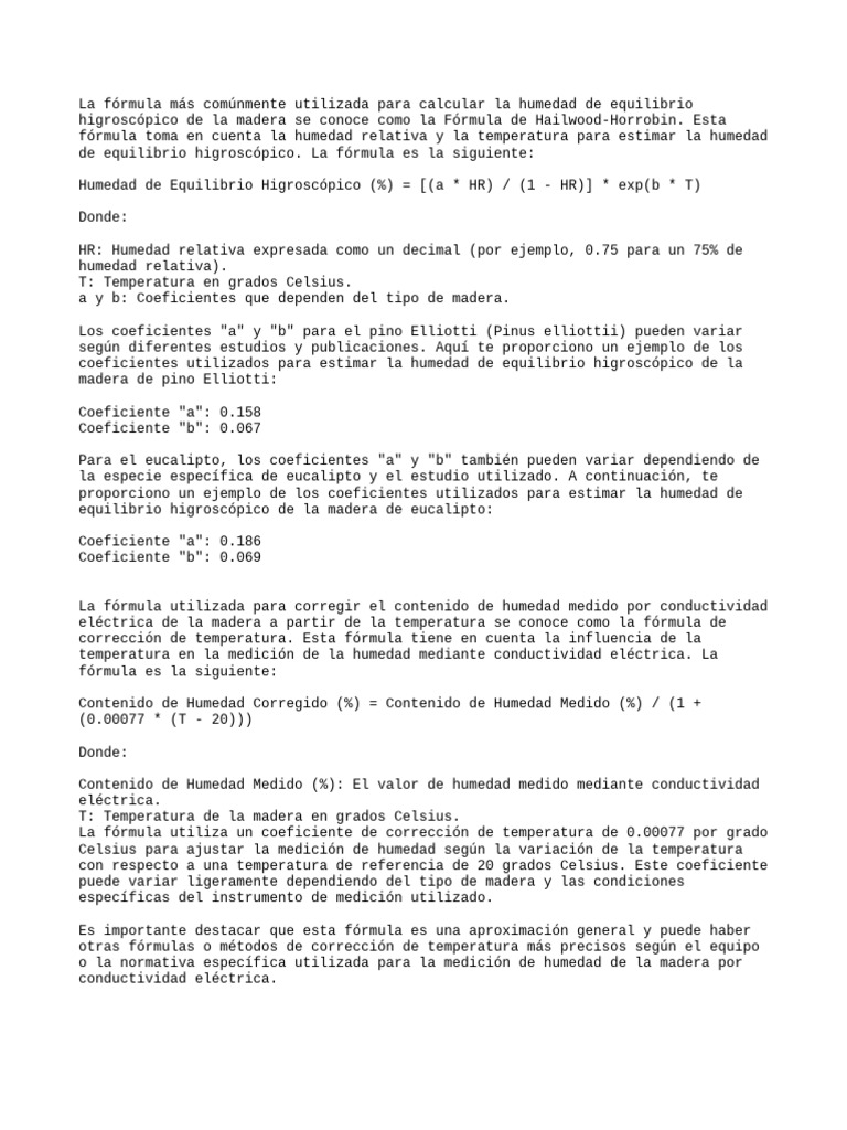 formula humedad equilibrio | PDF