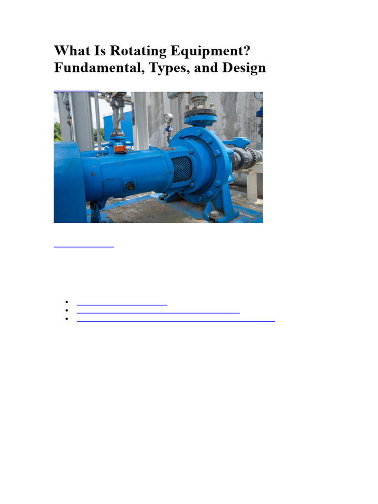 What Is Rotating Equipment | PDF | Pump | Turbine