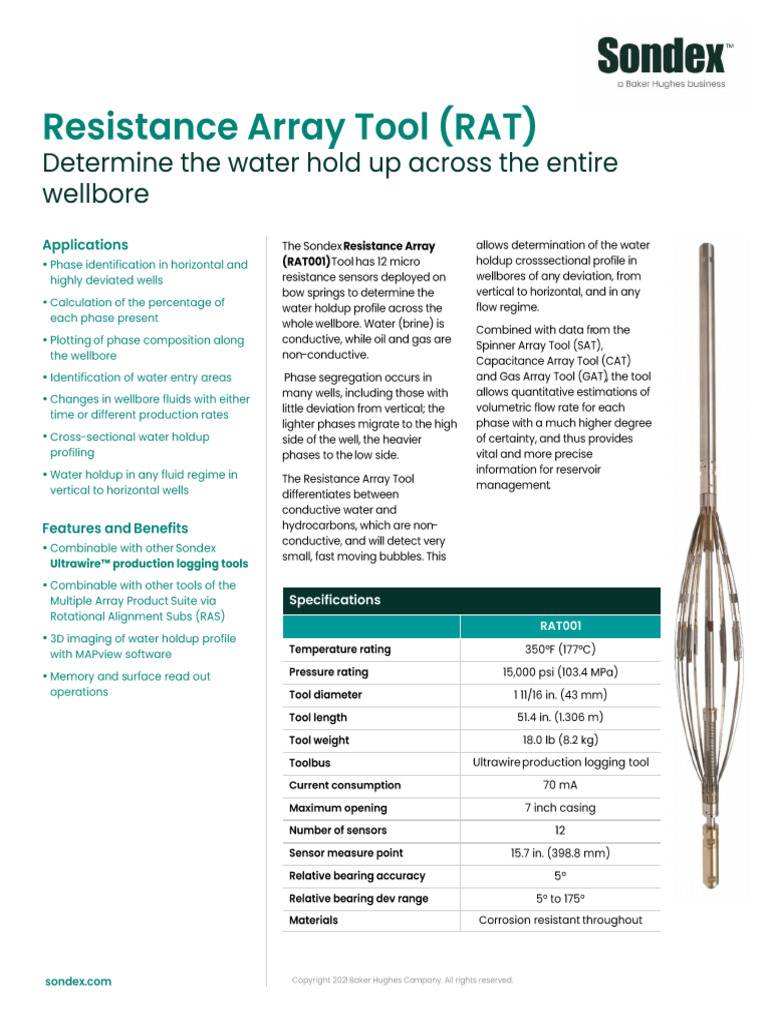 Sondex Resistance Array Tool RAT Spec | PDF