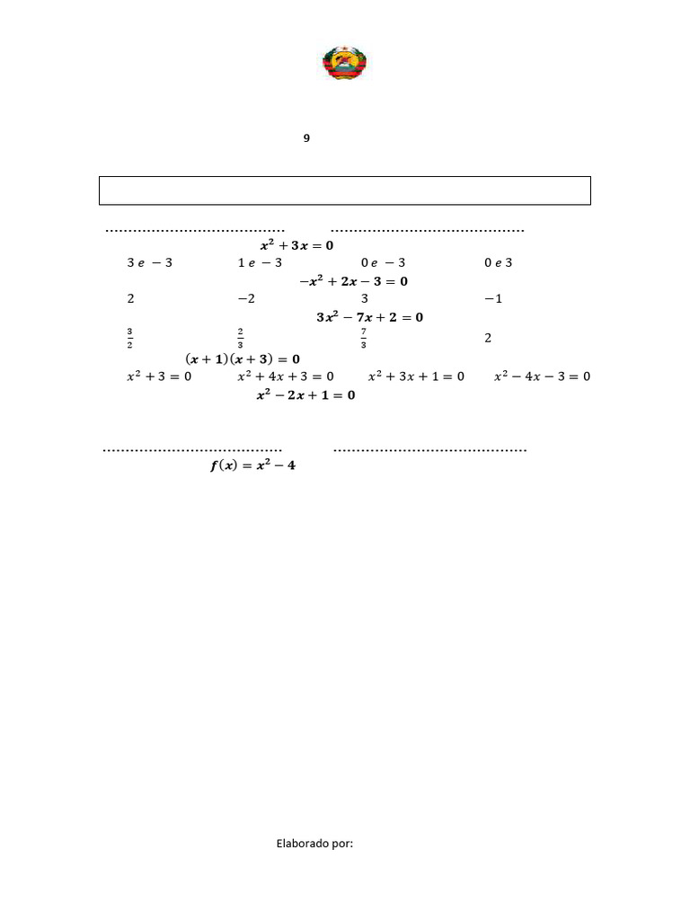 Exame de Matemática 9ª Classe 2024 | PDF