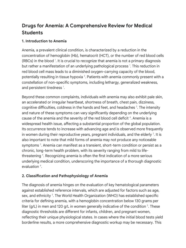 Anemia Drugs: Overview for Medical Students | PDF | Anemia | Vitamin B12