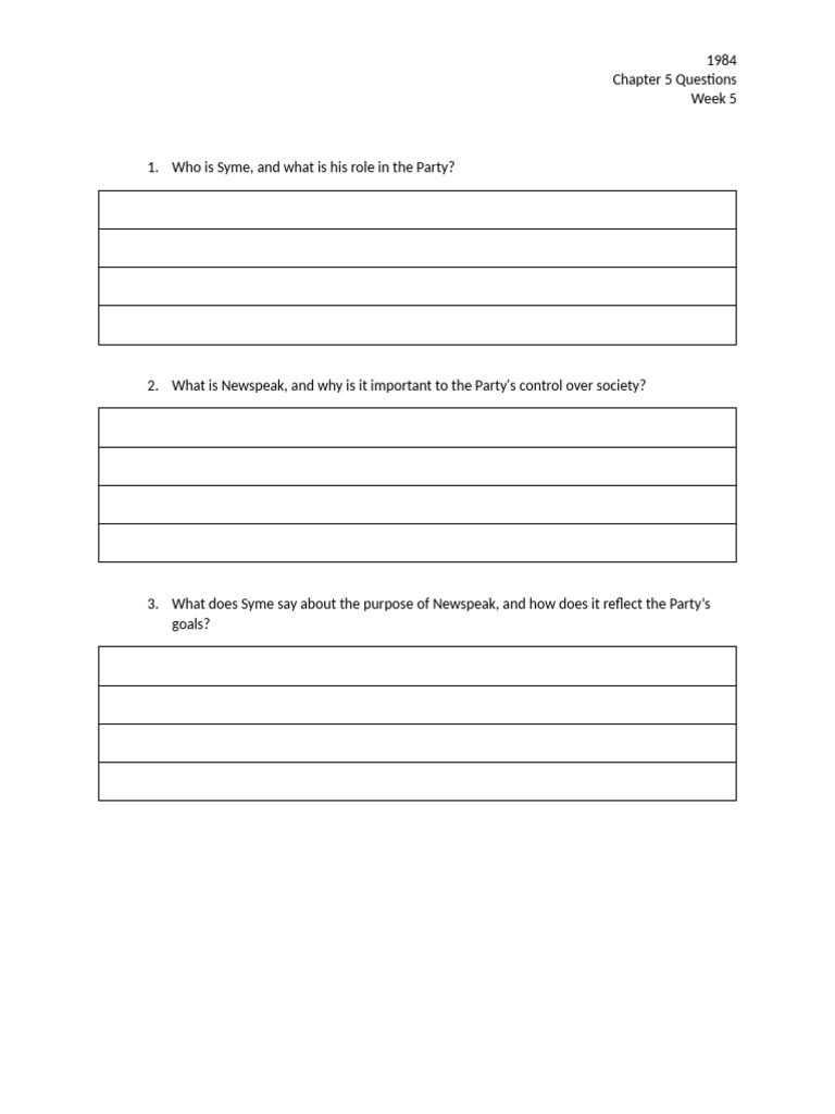 1984 Chapter 5 Questions | PDF
