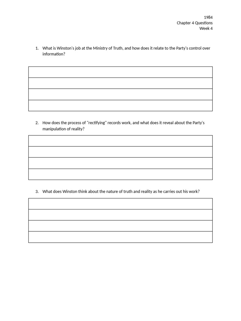 Analysis of 1984 Chapter 4 | PDF