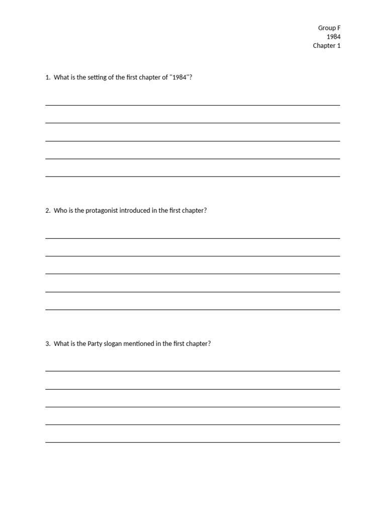 1984 Chapter 1 Questions | PDF