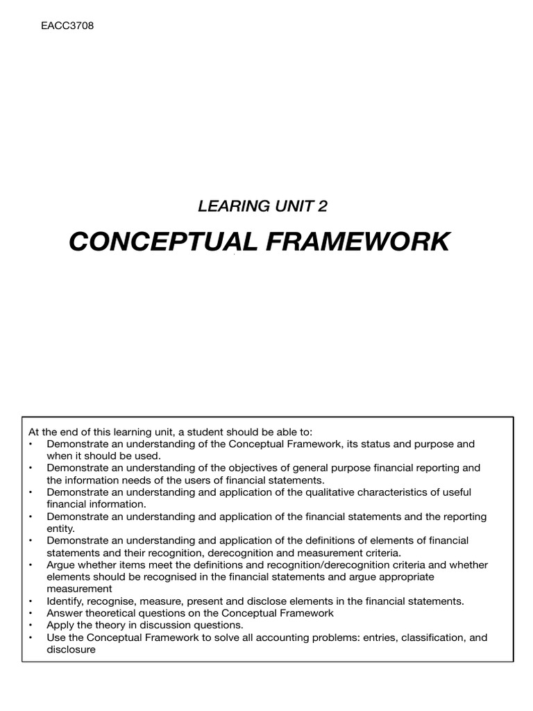 Conceptual Framework Notes Pdf Financial Statement Going Concern