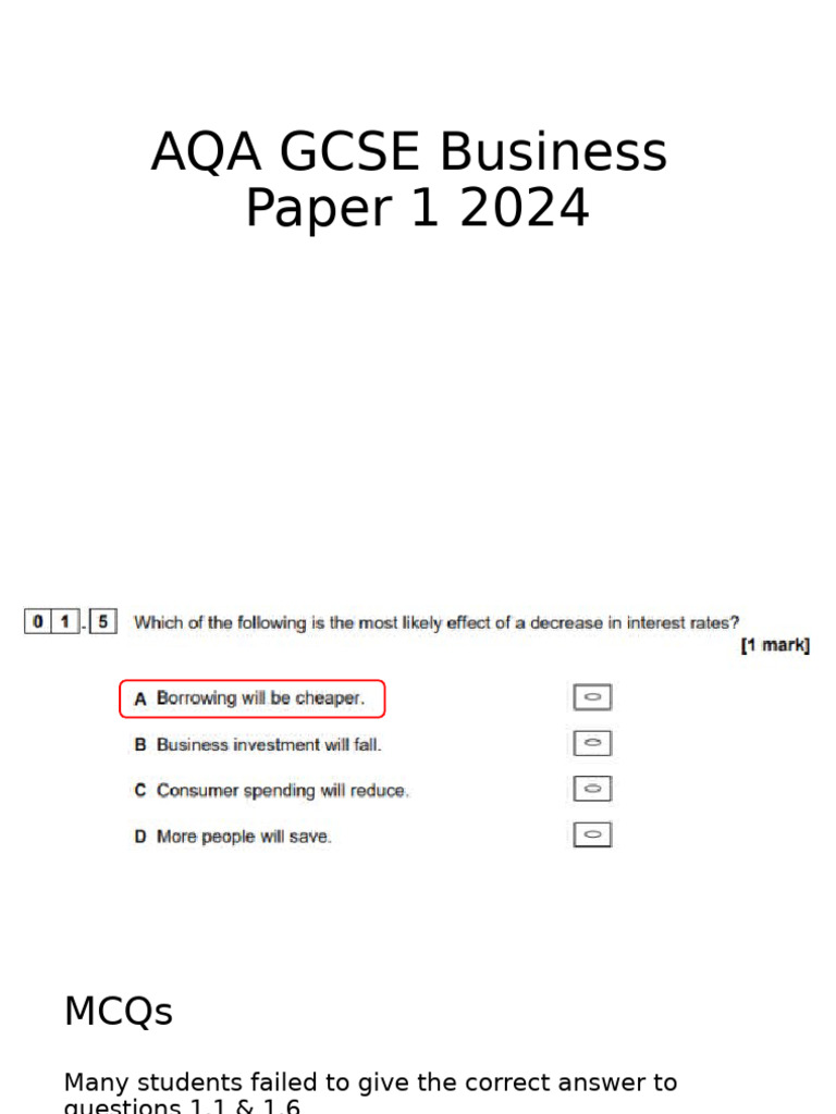 GCSE Paper 1 2024 Feedback SGM | PDF | Multiple Choice | Employment
