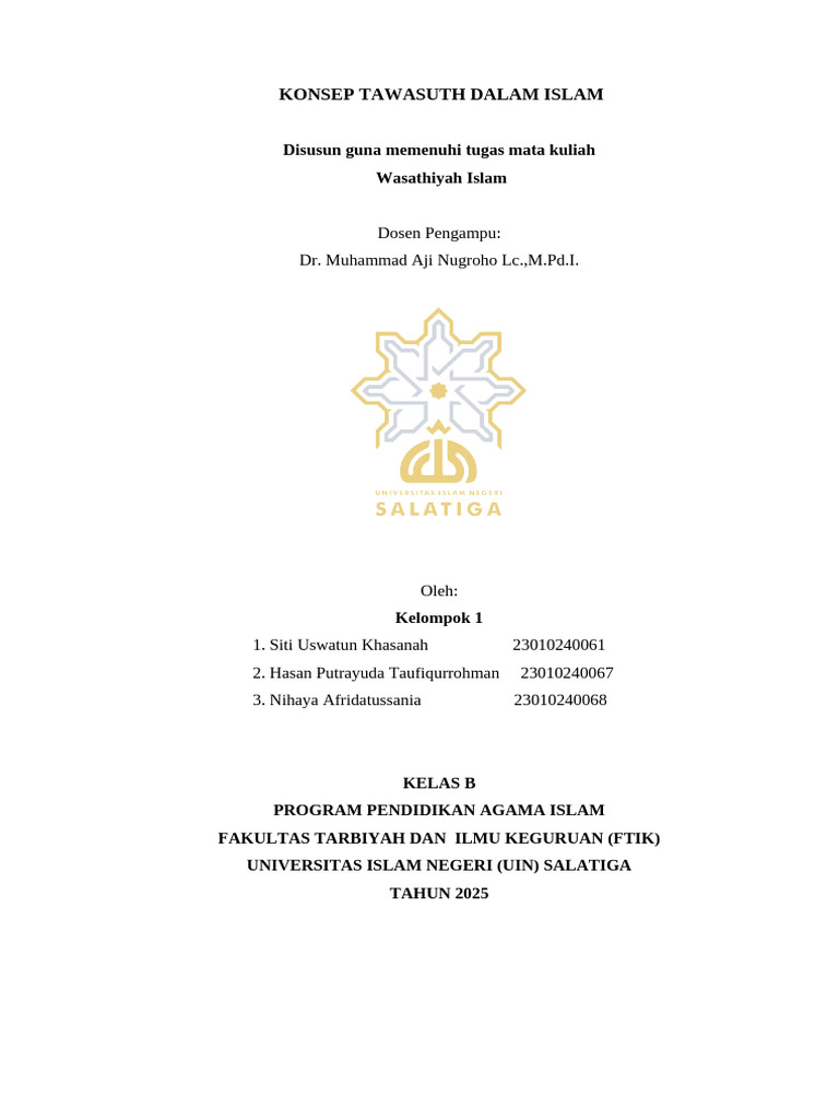 Kelompok 1 Wasathiyah, Konsep Tawasuth Dalam Islam | PDF