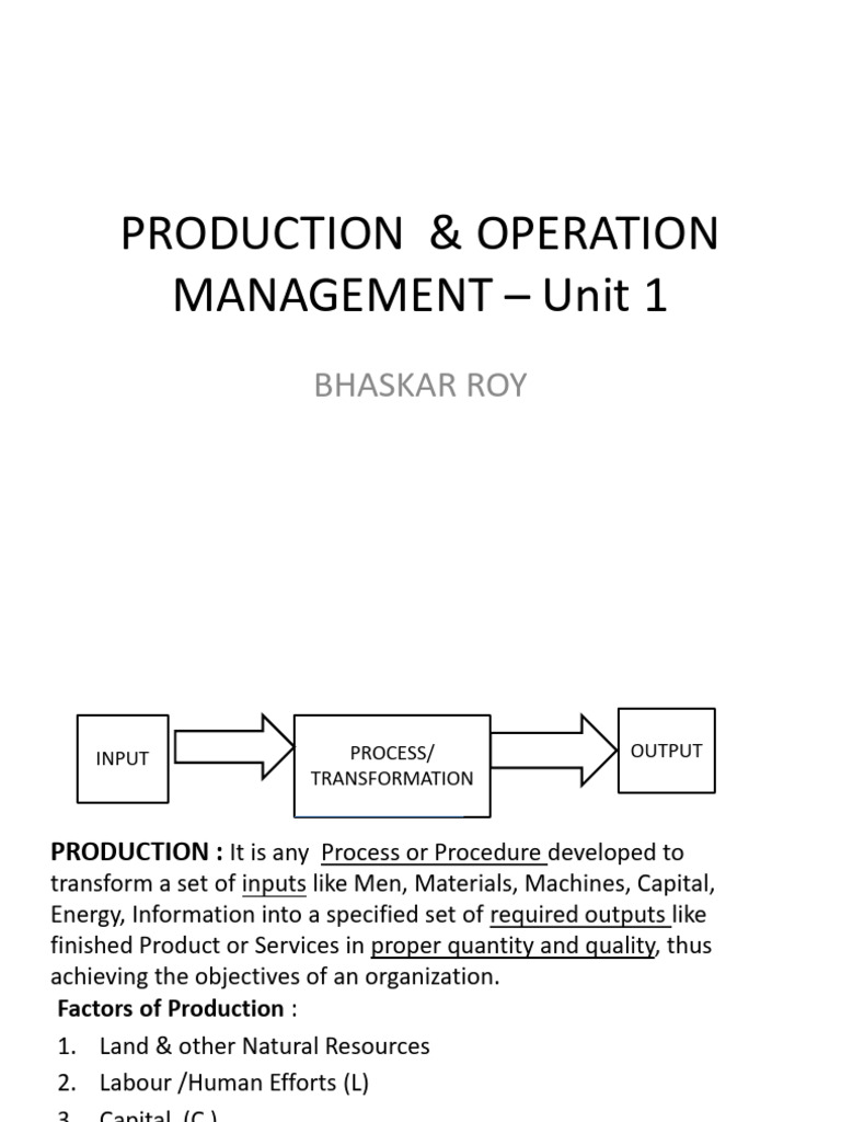 Prod & Op Management-Unit 1-VU-24.03.25-1 | PDF | Labour Economics ...