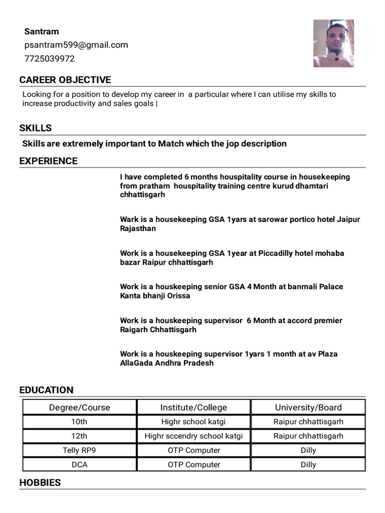 Resume - Sant Ram - Format1 | PDF