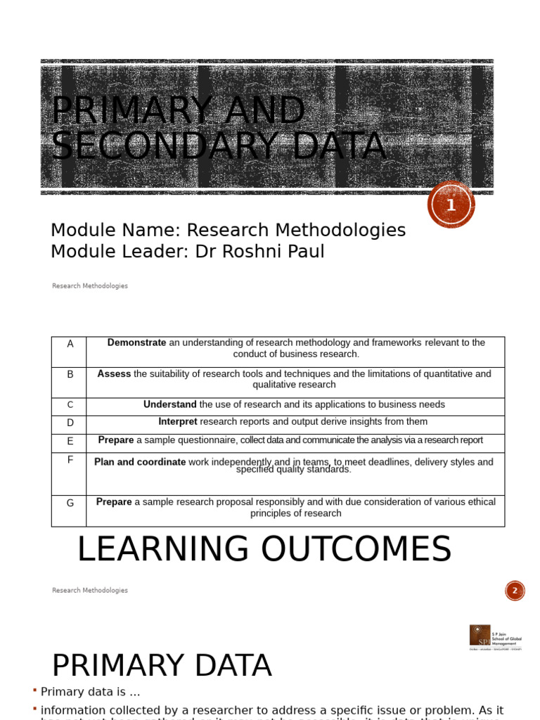8 Primary Data and Secondary Data | PDF | Methodology | Data