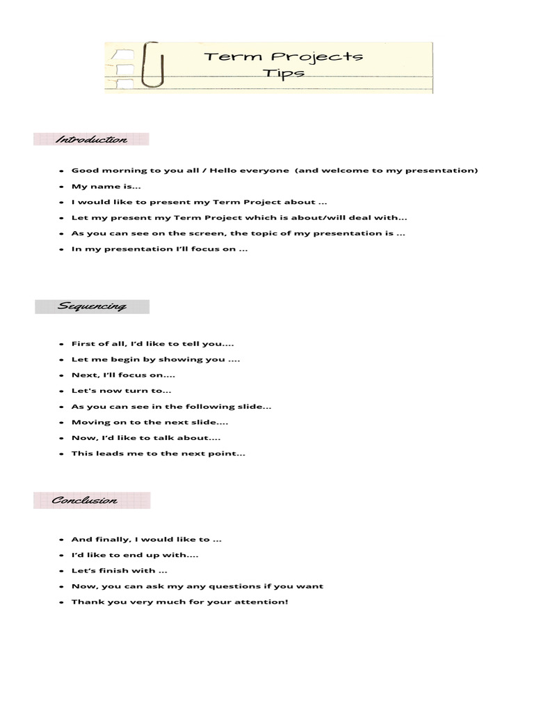 Term Project Tips | PDF