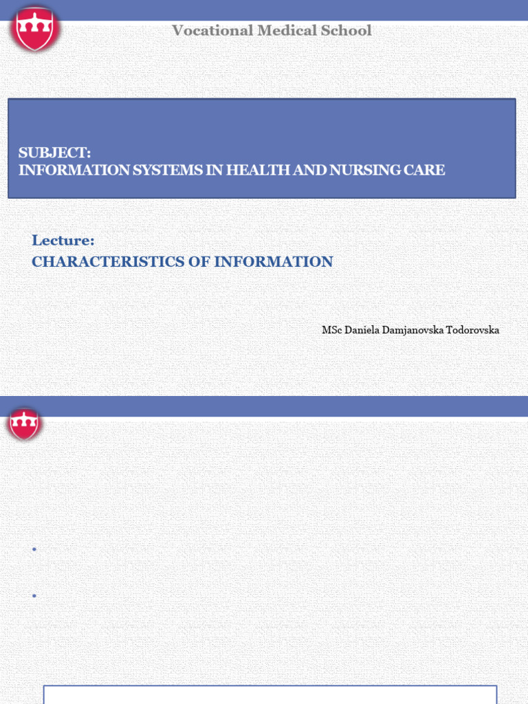Key Information Characteristics in Healthcare | PDF | Information ...