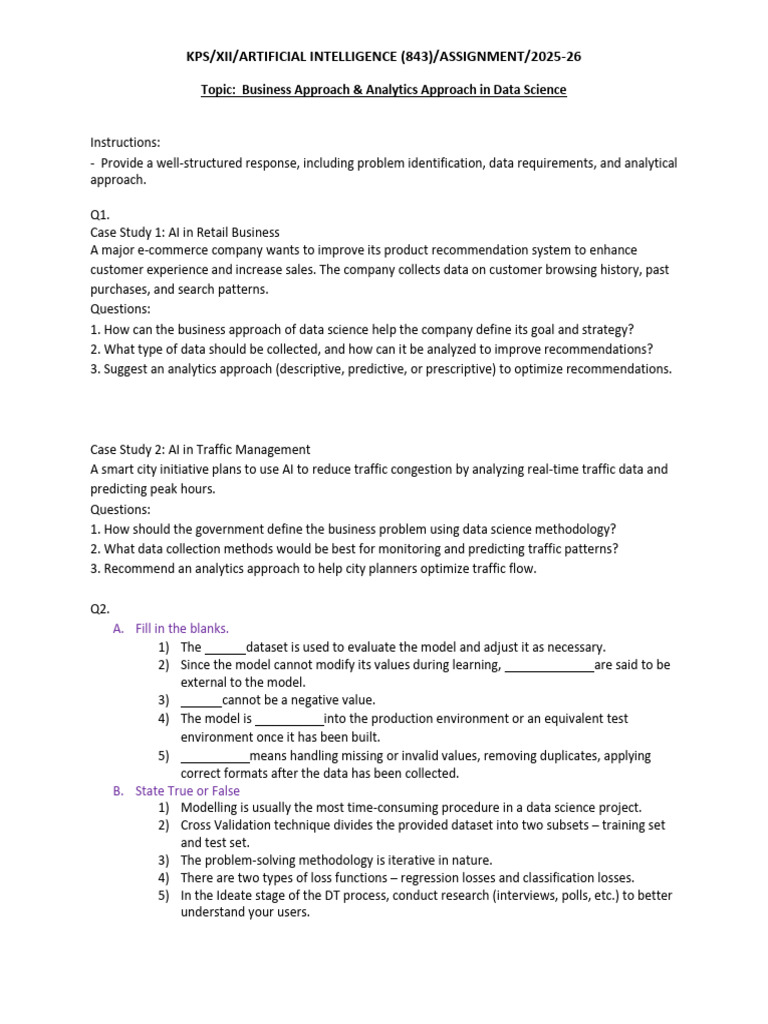 Ai-Thinksheet 1 Class 12 | PDF | Artificial Intelligence | Intelligence (AI) & Semantics