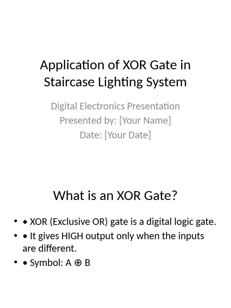 XOR Gate for Staircase Lighting Control | PDF