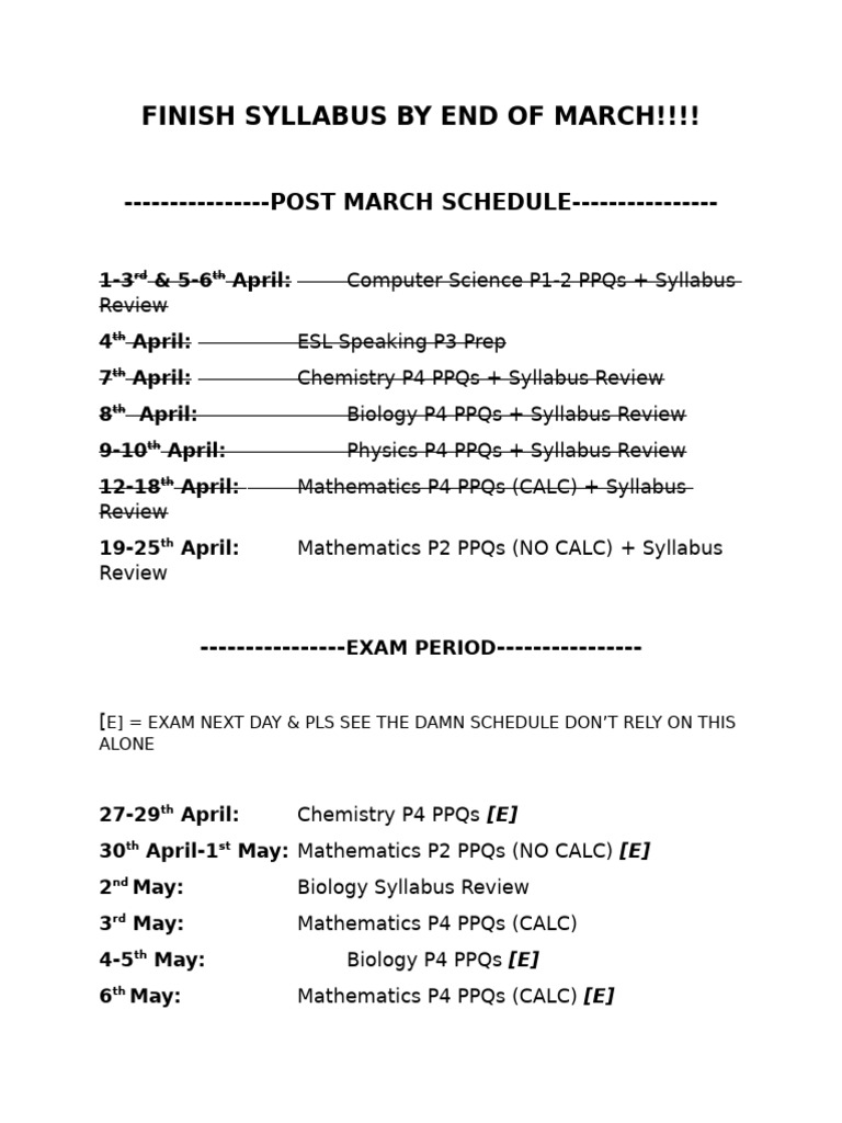 Igcse Follow Timetable | PDF