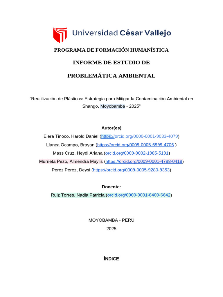 Problemática Ambiental - Tutoría - Grupo 5 | PDF | El plastico | Reciclaje