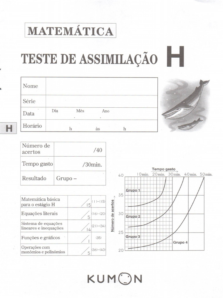 Teste Assimilacao Matematica H 2012 | PDF