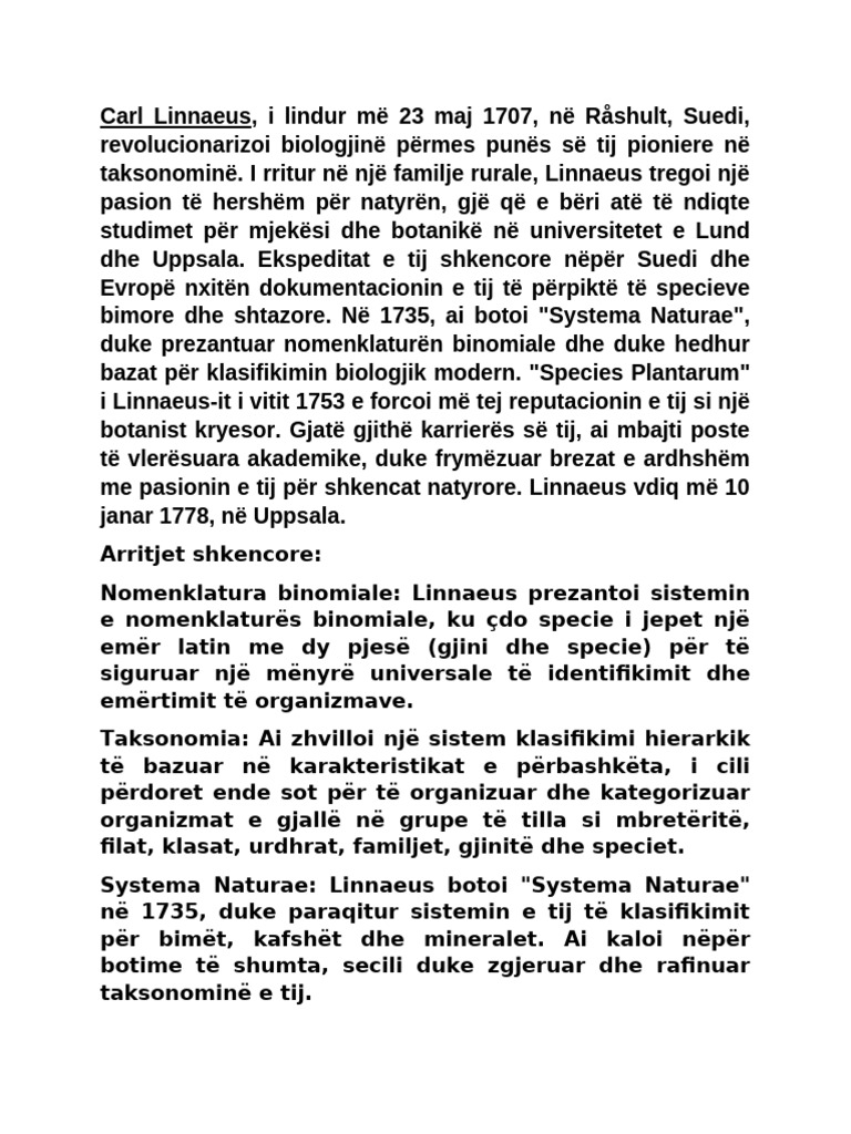 Carl Linnaeus | PDF