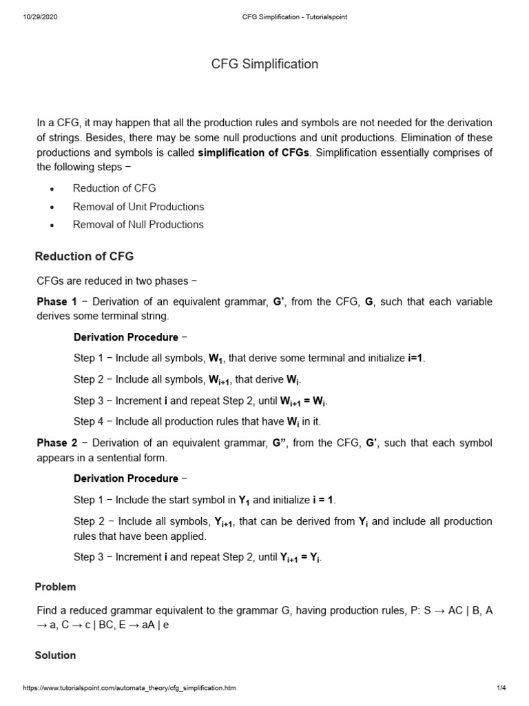 CFG Simplification Techniques Guide | PDF | Formalism (Deductive ...