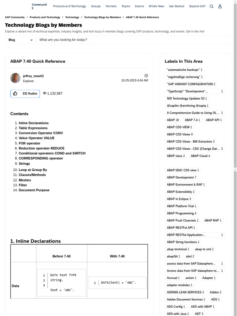 ABAP 7.40 Quick Reference | PDF | String (Computer Science) | Control Flow
