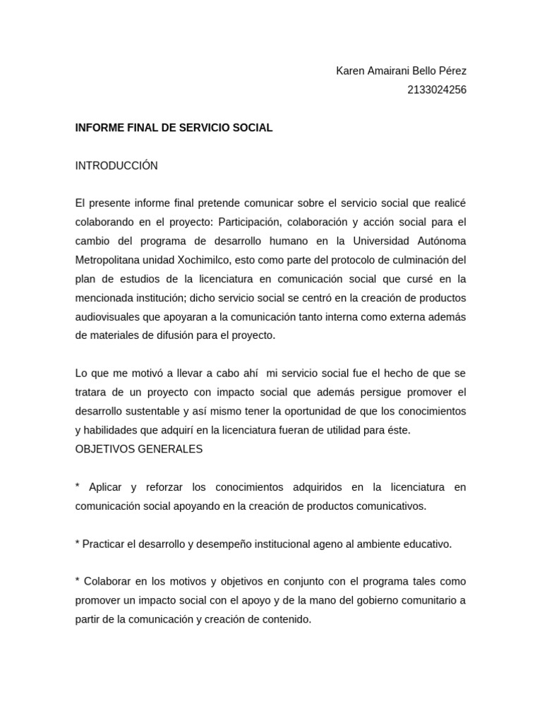 Informe Ss | PDF | Experiencia | Comunicación