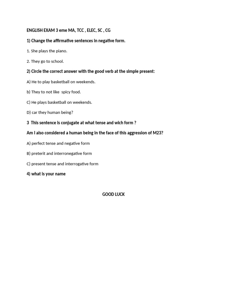 English Exam 3-Wps Office | PDF