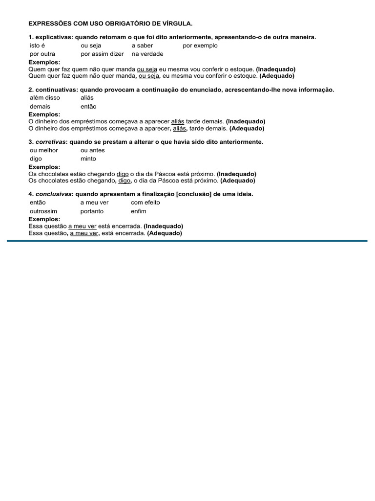 Uso Correto de Vírgulas em Expressões | PDF
