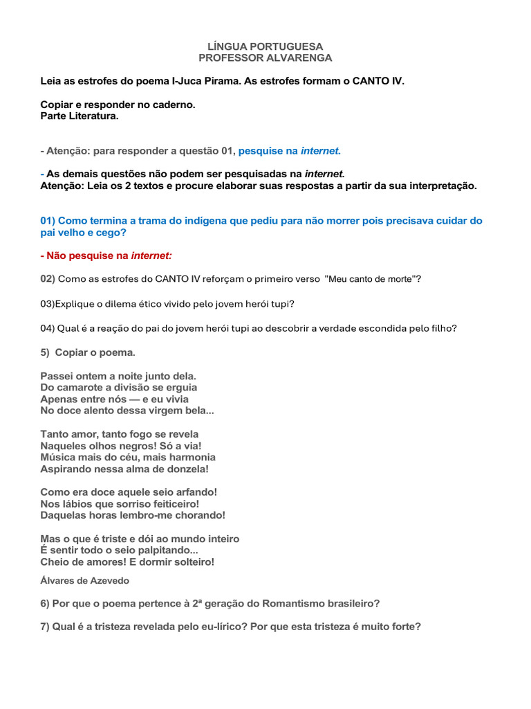 Análise do Poema I-Juca Pirama | PDF