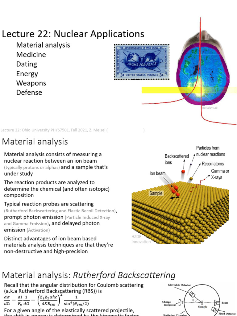 Lecture22 NuclearApplications PHYS7501 F2021 ZM | PDF | Nuclear Fusion | Nuclear Fission