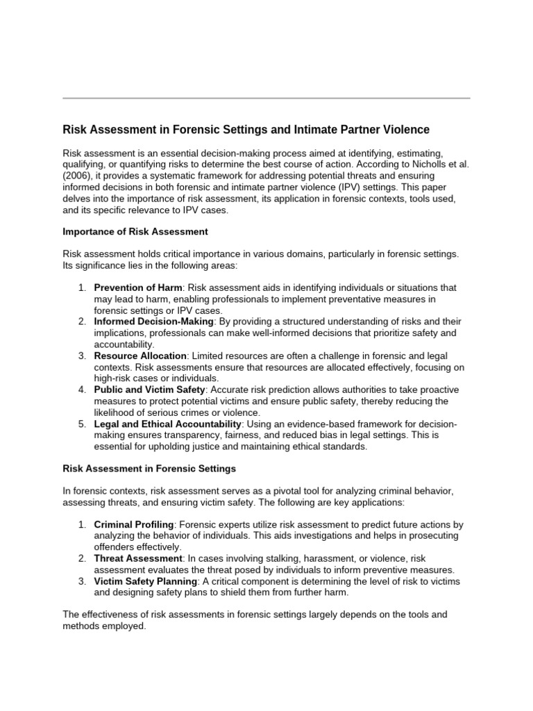 Forensic Risk Assessment in IPV Cases | PDF | Risk Assessment | Risk