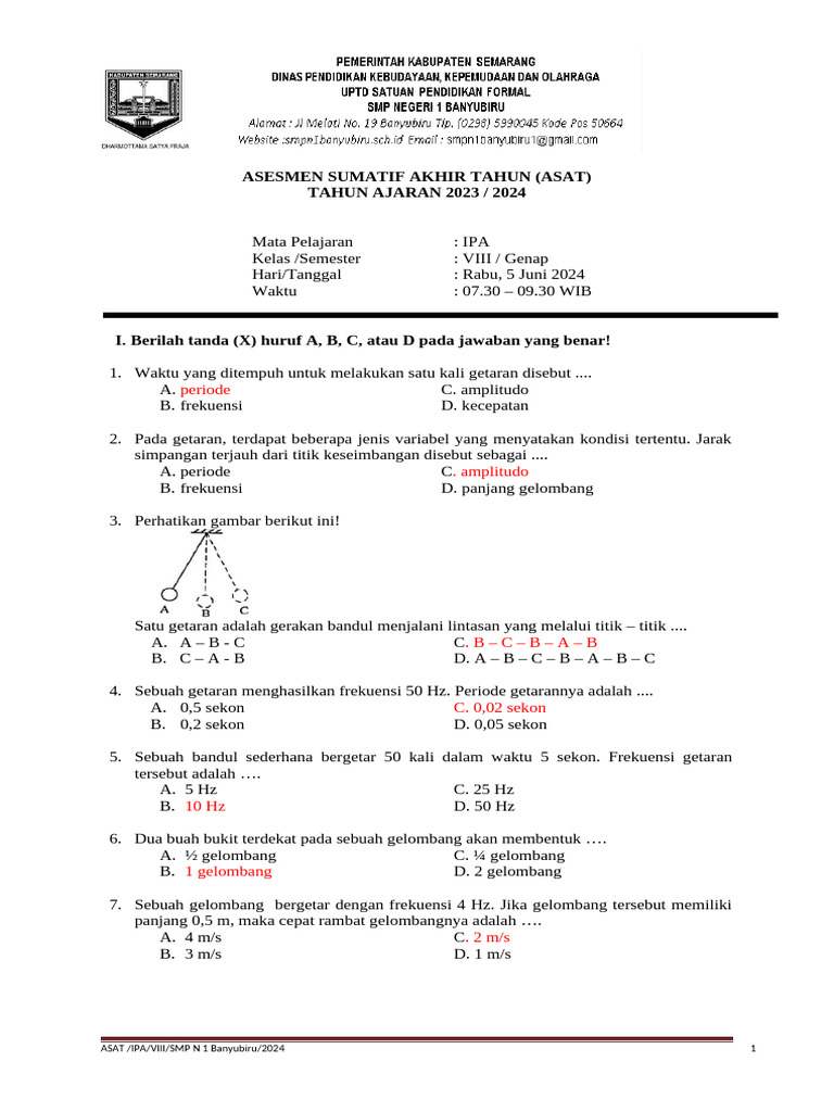 Soal Pat Ipa Genap Kelas 8 23-24 | PDF