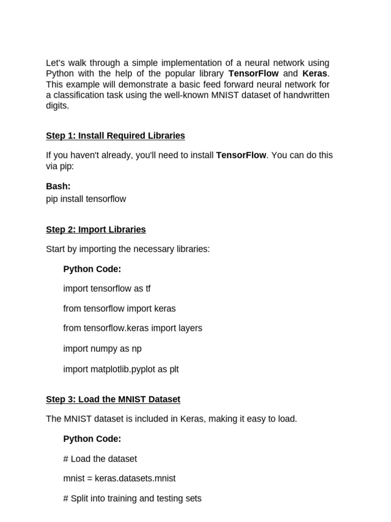 Implement A Neural Network Using Python Pdf Computing Cognitive Science