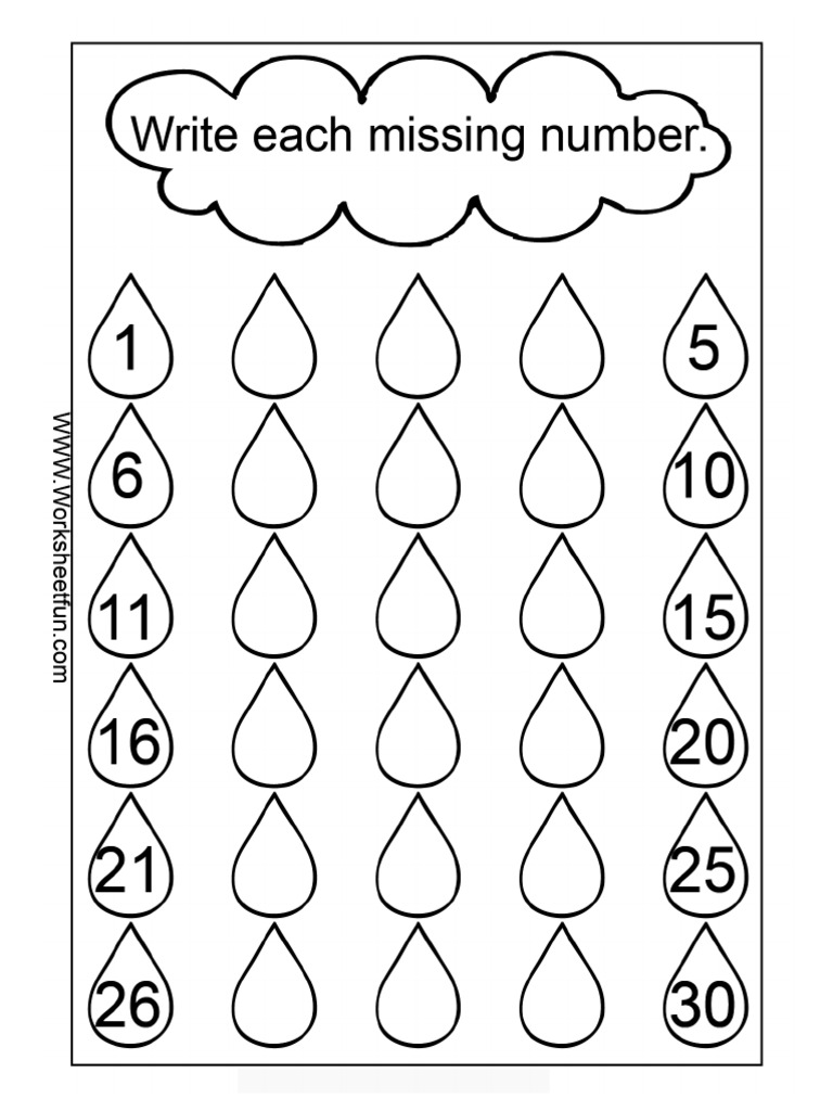 Cloud Rain Missing Numbers 1-30 - 2 | PDF