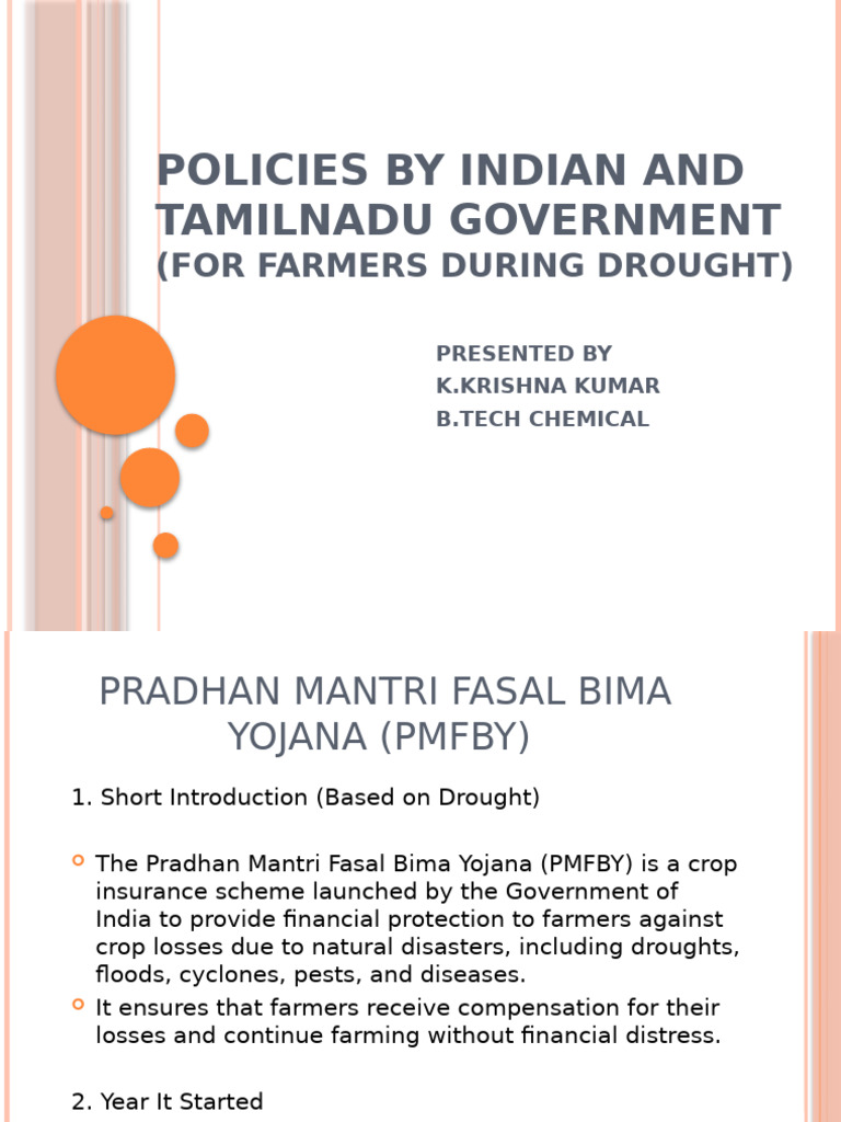 Policies by Indian and Tamilnadu Government | PDF | Drought | Water Conservation