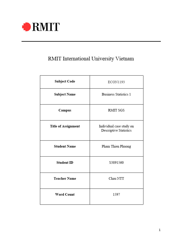 (HD) Annotated-Bstat - Assignment1 - S3891560-2 | PDF | Gross Domestic Product | Mean