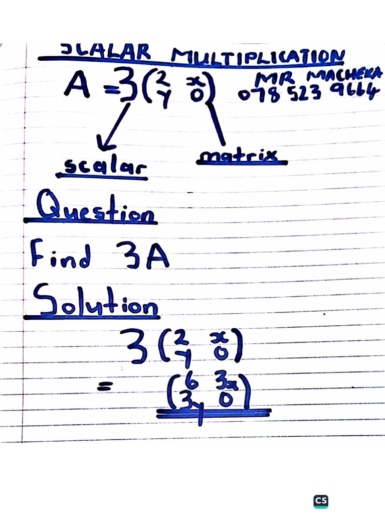 MR - Macheka Mathematics Online Class 078 523 9664 Scalar ...