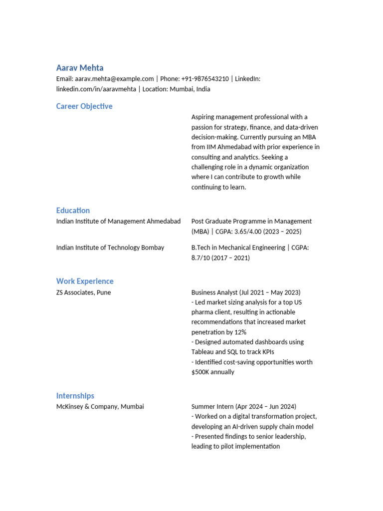 MBA Candidate with Consulting Experience | PDF | Business | Computing