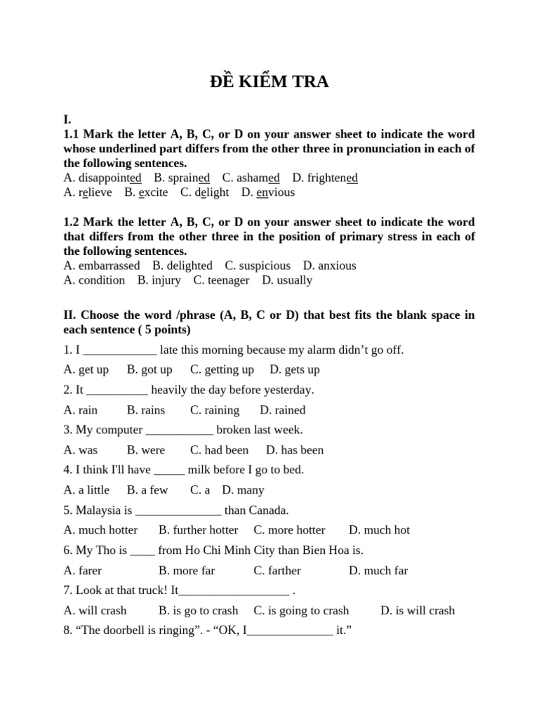 ĐỀ KIỂM TRA KIẾN THỨC HK1 FRIENDS GLOBAL 10 | PDF