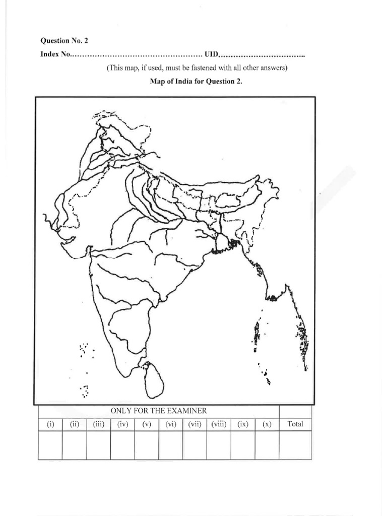 Indian Map For ICSE (Specimen Paper 2025) | PDF