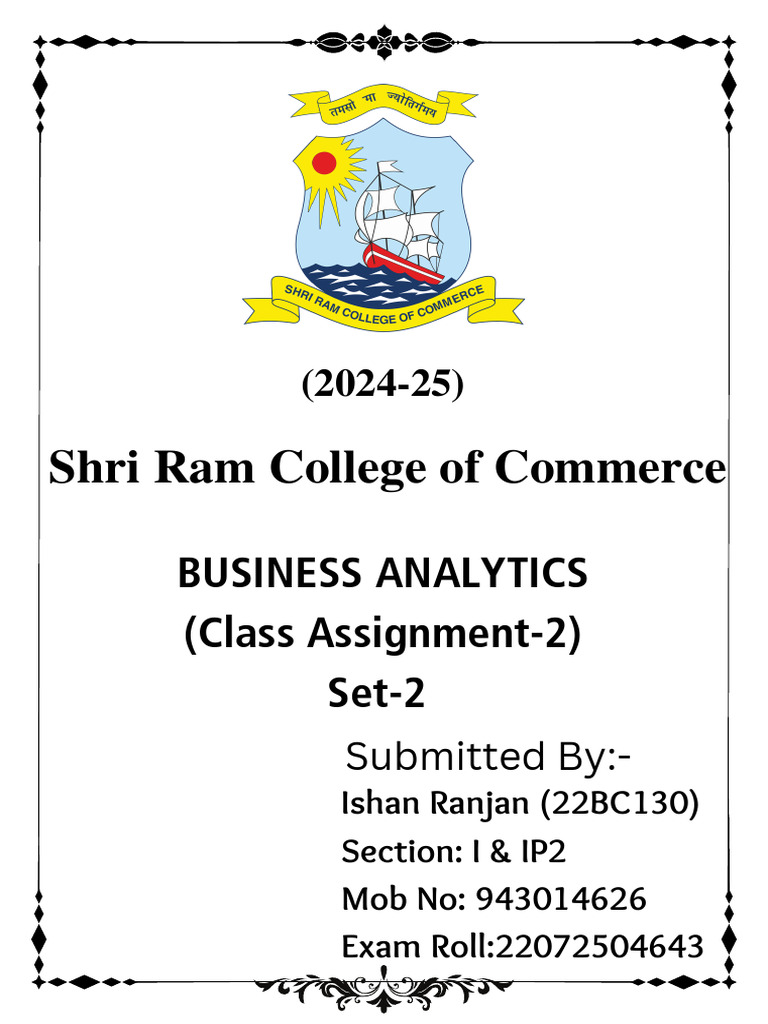 Business Analytics Class Assignment 2024 | PDF