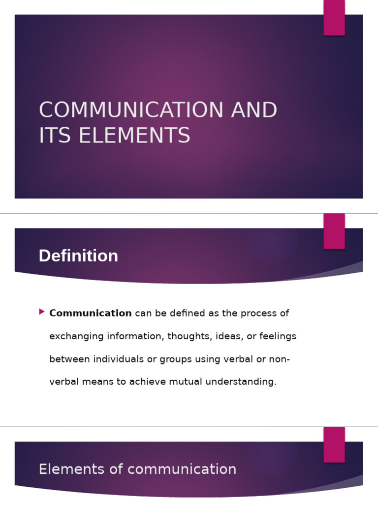 Lec-1 (I) Communication and Elements | PDF | Communication | Human ...