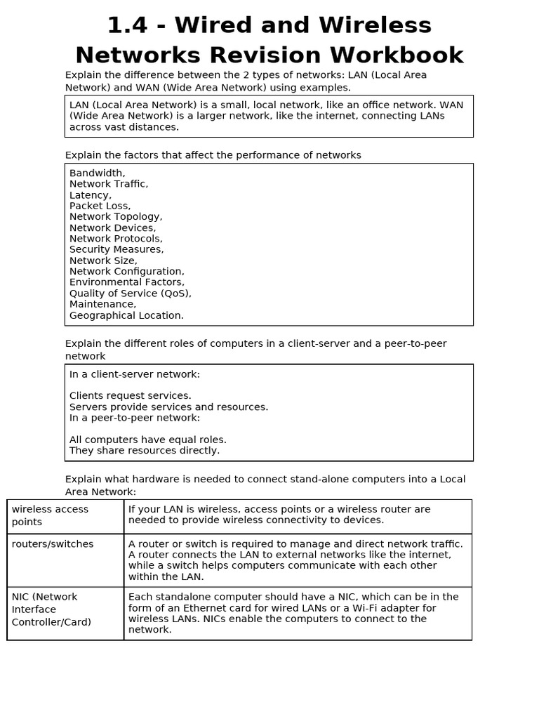 1.4 - Wired and Wireless Networks | PDF | Computer Network | Network Switch