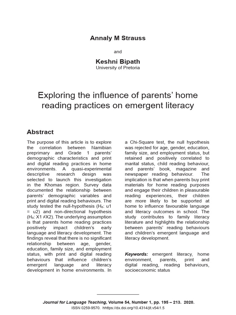 Strauss Bipath Exploring The Influence of Parents Home Reading ...