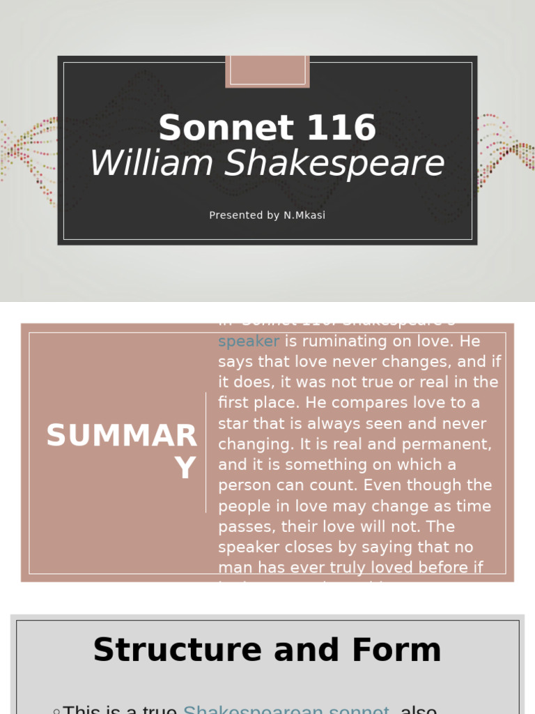 Sonnet 116 Analysis (2) | PDF | Stanzaic Form | Composition & Creative ...