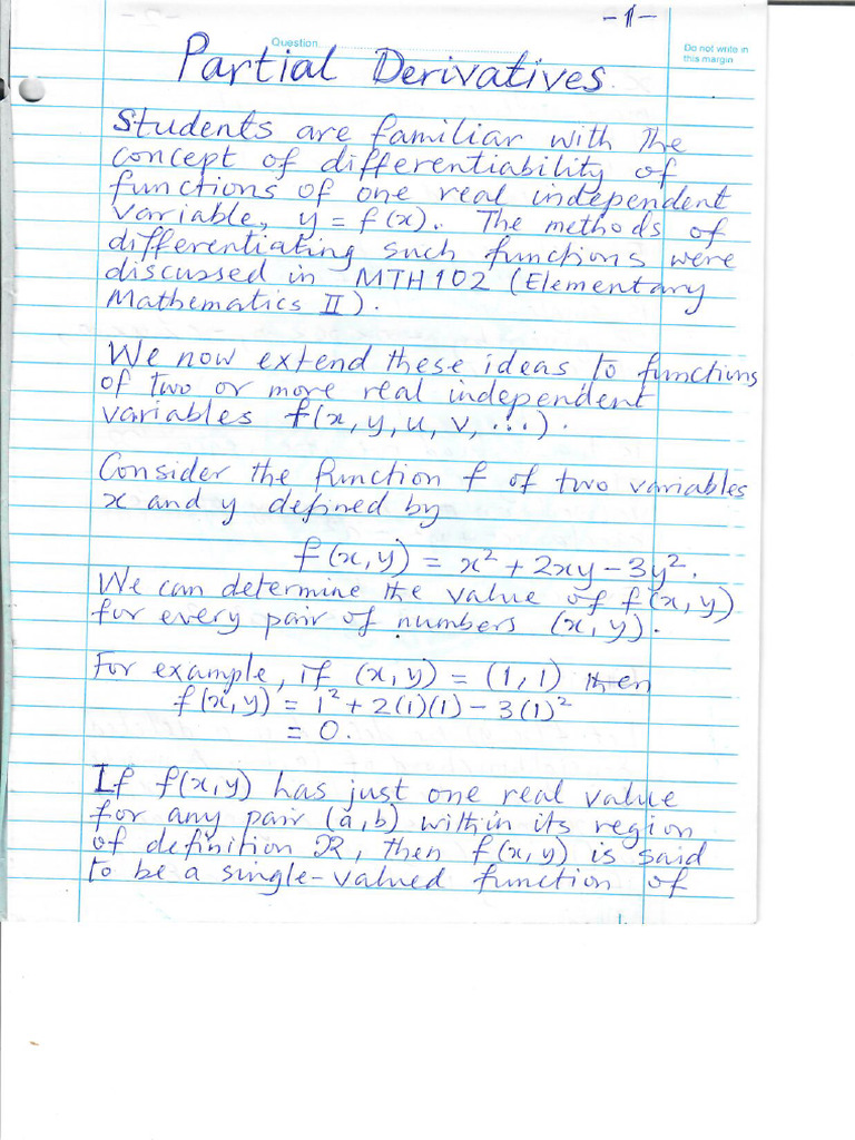 Partial Derivatives Note1 - 021842 | PDF
