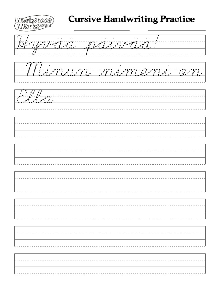 WorksheetWorks Cursive Handwriting Practice 1 | PDF