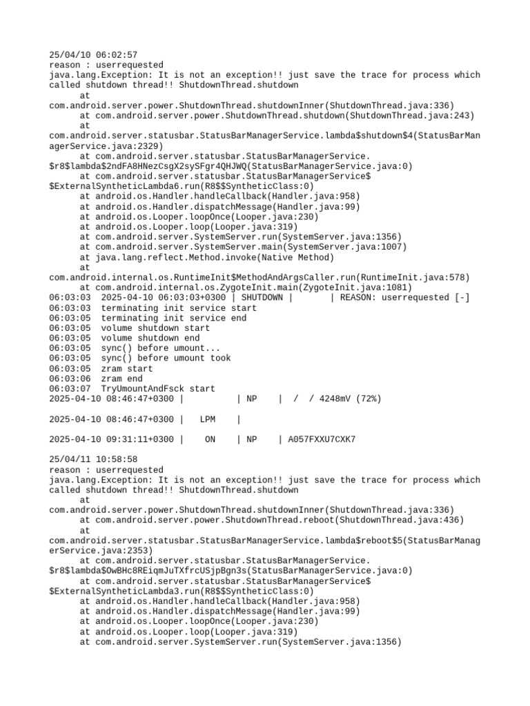 Android Shutdown and Reboot Logs | PDF | Embedded Linux Distributions ...