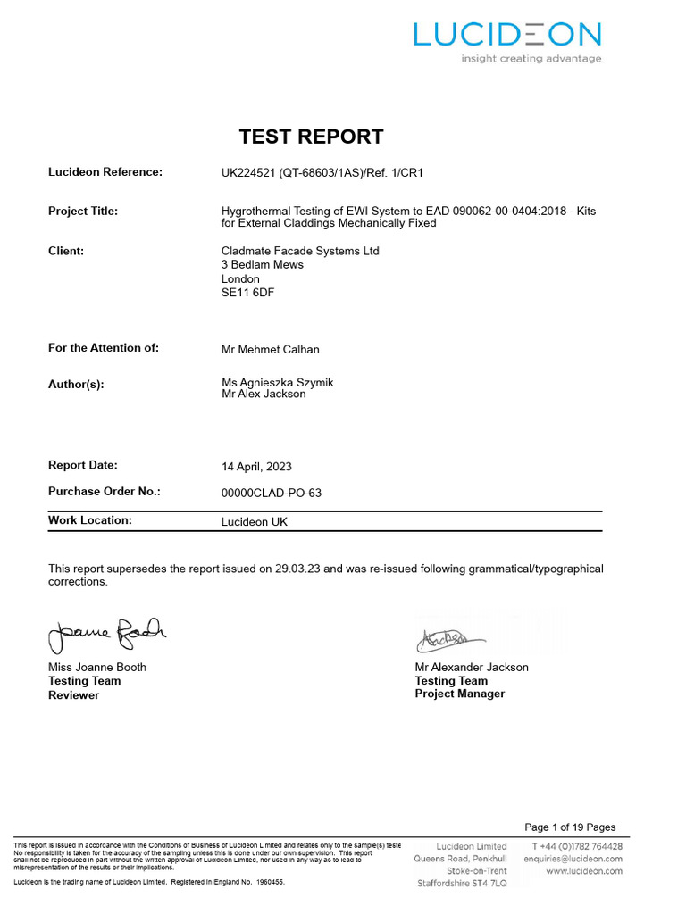 Cladmate Hygrothermal Testing | PDF | Window | Brick