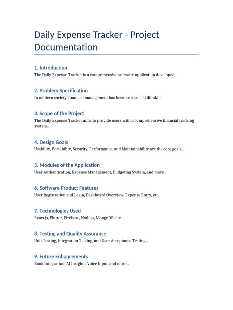 Daily_Expense_Tracker_Documentation | PDF