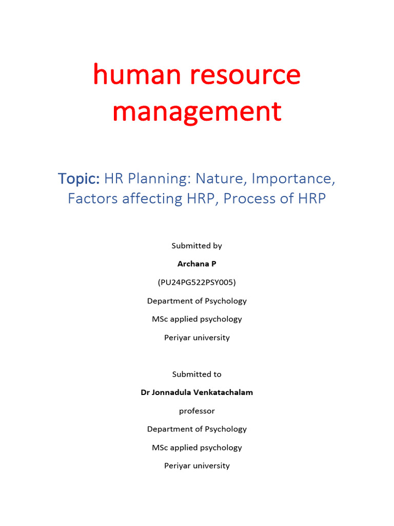 Understanding HR Planning: Key Insights | PDF | Human Resource ...